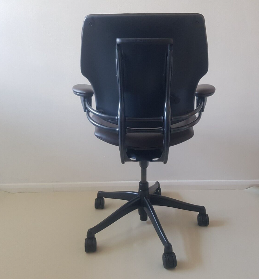 Humanscale Freedom NEW Brown Leather Hide Task Chair Adjustable Arms ...