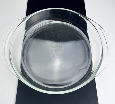 Pyrex 221 8-1/4 Inch Pie Plate Baking Dish Clear Glass Tab Handles Made ...