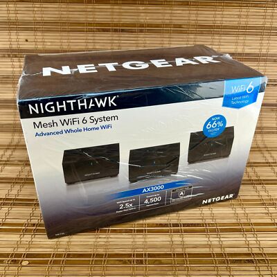 New NetGear Nighthawk AX3000 WiFi 6 Dual Band Mesh Router System 3 Pack ...