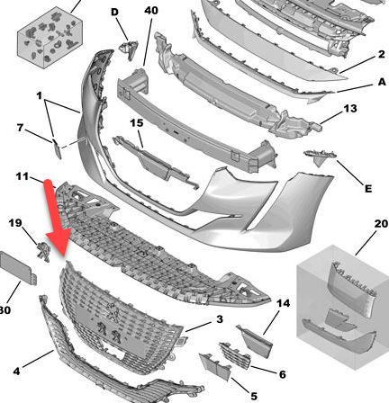 PEUGEOT 206 T3E FRONT RADIATOR GRILLE 1611095280 GENUINE for sale ...