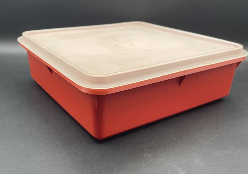 Vintage Tupperware Paprika Red Storage 9x9x3 Square Container 514-20 ...