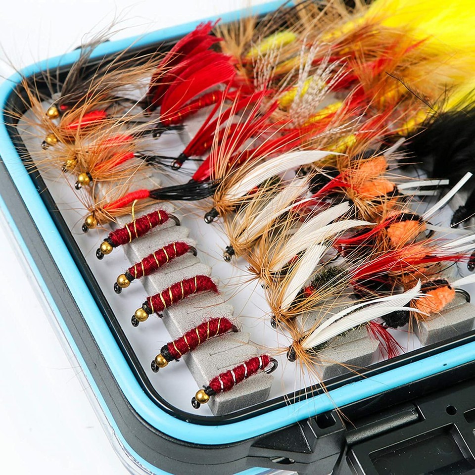 120pcs Fly Fishing Flies Kit Handmade Assortment Dry/Wet Flies, Nymphs ...