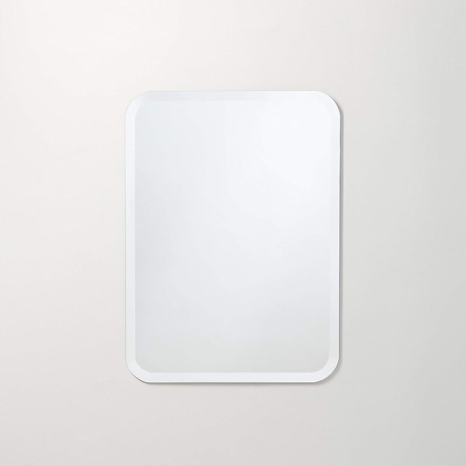22" X 30" Frameless Rounded Corner Rectangle Mirror | 1" Beveled Edge ...
