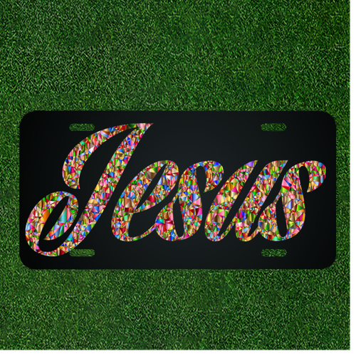 Custom Personalized License Plate Auto Tag With Fancy Colorful Jesus ...