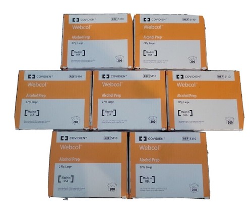 7 Boxes Webcol Alcohol Prep Pad Sterile LARGE Size 70% Strength, 1400 ...