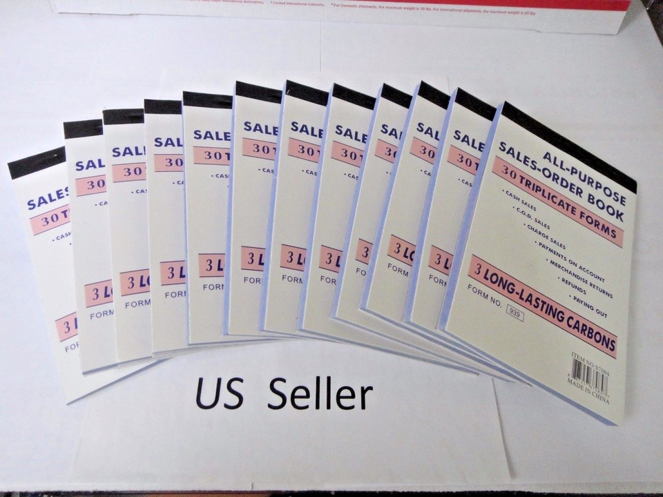 3 Part Sales Order Books Receipt Triplicate forms 30 sets Invoice US ...