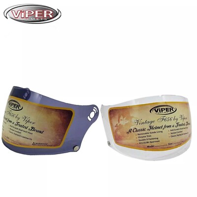 REPLACEMENT VISOR FOR VIPER F656 VINTAGE CLASSIC HELMET ECE 22.06 CLEAR ...