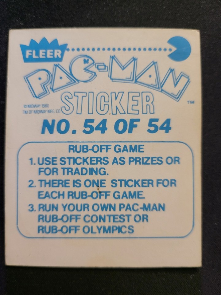 1980 Fleer PAC-MAN #54 Waka Who Me Sticker card Bally Midway Video Game ...