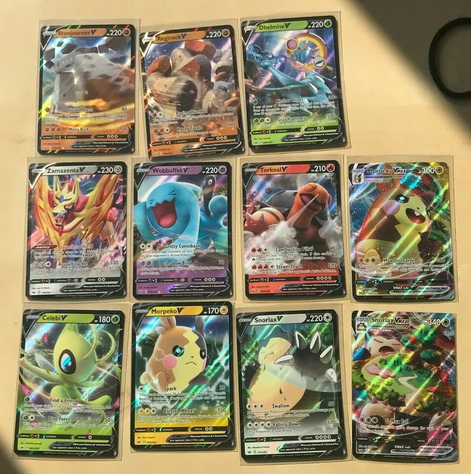Pokemon 50 Card Lot GUARANTEE 3 V/GX/EX/MEGA/FULL ART +5 Reverse/Holo ...