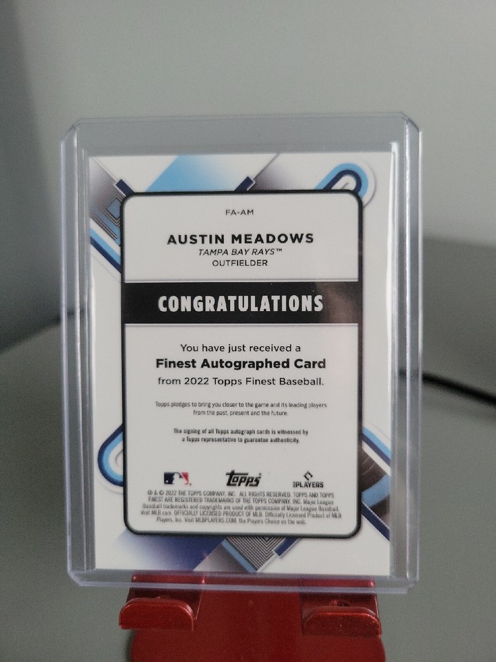 2022 Topps Finest Austin Meadows Refractor Autograph Auto #FA-AM Rays ...