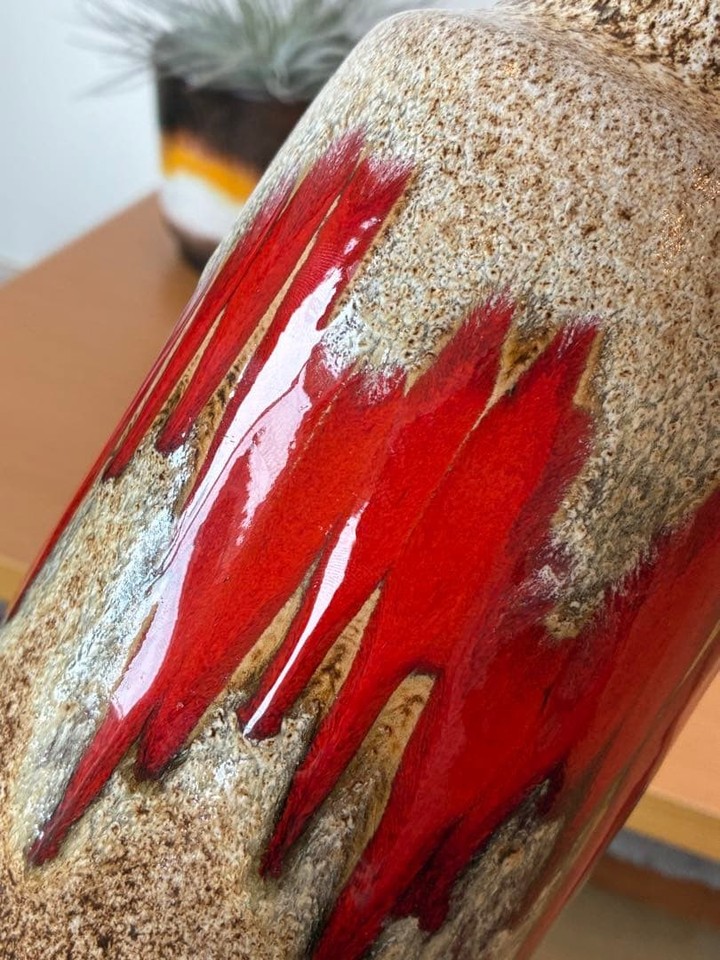 Fatlava Scheurich Lora 20cm German Art Pottery Vase Red Line Used | eBay
