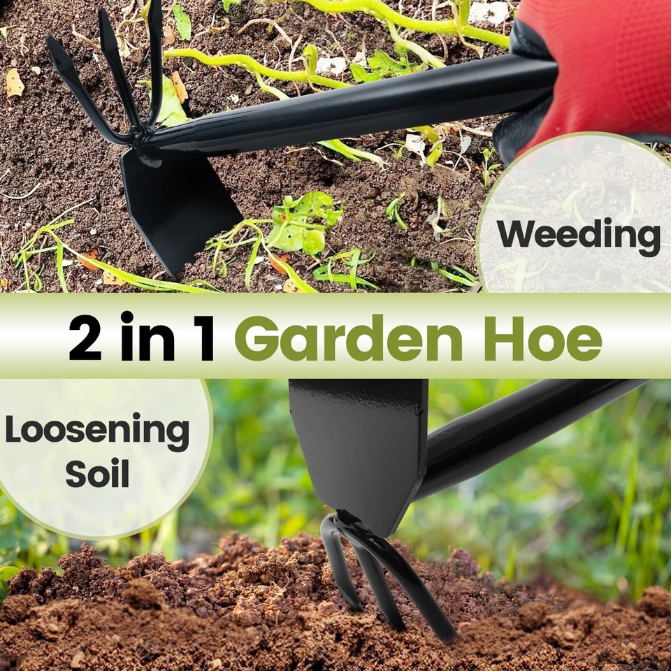 Garden Tool Set, 2 Pcs Heavy Duty Gardening Hand Tools, Includes 2 in 1 ...