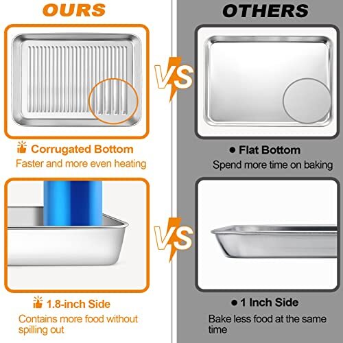 Set of 2 Deep Baking Pan , 12.4 Inch Stainless Steel Sheet Cake Lasagna ...