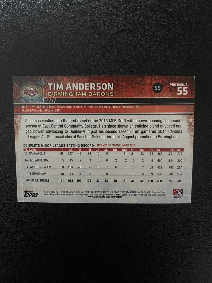 2015 Topps Pro Debut #55 Tim Anderson Birmingham Barons Rookie (RC) | eBay