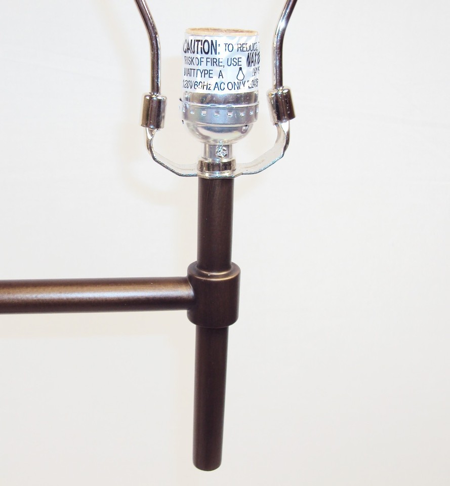 Table/Desk Lamp ~ Bronze & Leather ~ Double Post/Twin Socket Assembly ...