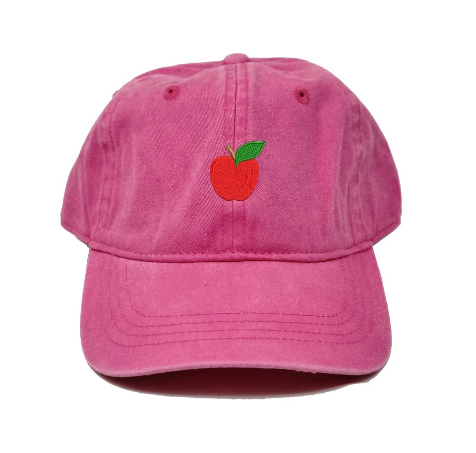 Apple embroidered cotton baseball cap, teacher symbol apple design cap ...