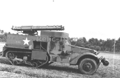 WW2 Picture Photo M3 Half-Track vehicle mounted with rocket launchers ...