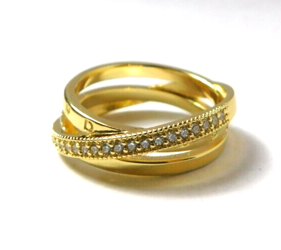 Authentic Pandora Ring, Crossover Pave Triple Band, #169057C01, Gold ...