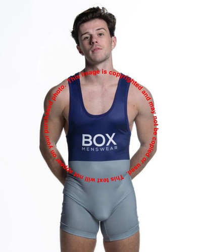 College Jock Wearing his Blue BOX Wrestling Singlet | eBay