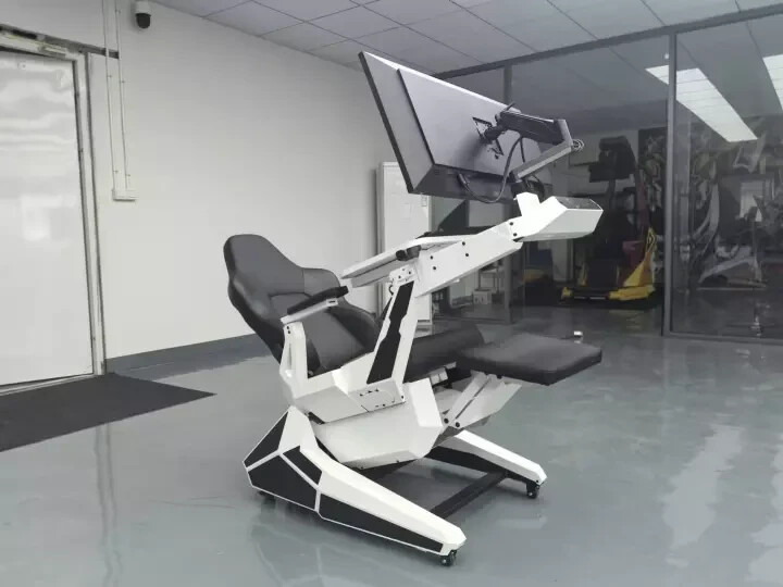 Gaming Cockpit Ergonomic Recliner Chair Workstation with Dual Monitor ...