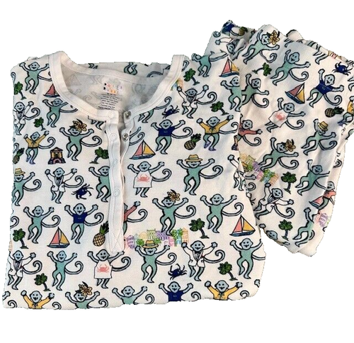EUC Roller Rabbit Monkey Pajamas Charleston Sleepwear Set XXS | eBay
