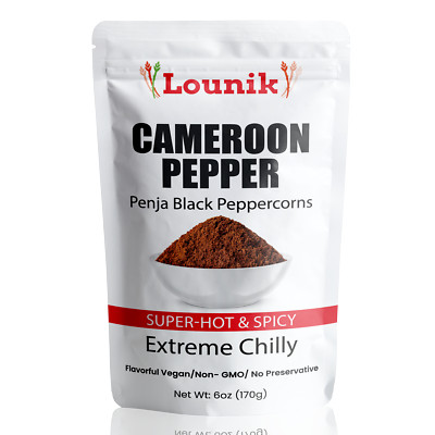 Lounik Cameroon Pepper/ Penja Black Peppercorns Super-Hot & Spicy 6 Oz ...