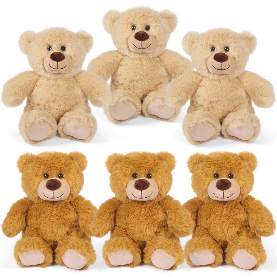 10" Teddy Bears Bulk 6 Packs Teddy Bear Stuffed Animals Plush Toys Gift ...