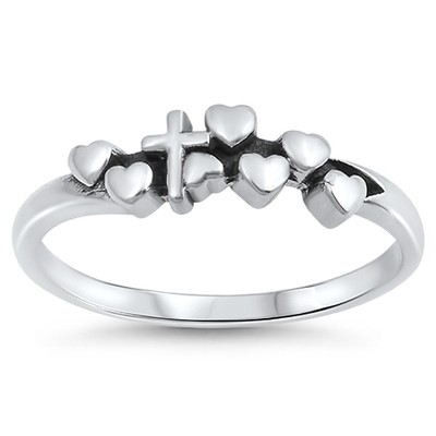 Sterling Silver Cross Hearts Religious Promise Ring NEW | eBay