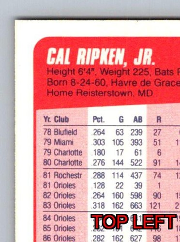 Cal Ripken Jr Shortstop Baltimore Orioles Fleer 1990 Card 187 Classic ...