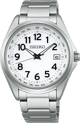 Seiko Selection SBTM327 White Dial Titanium Solar Atomic Radio Men ...