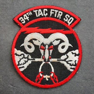 #1 Original USAF Patch 34 TFS Tactical Fighter Squadron Rams F4 Phantom ...