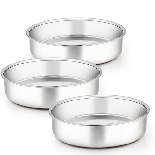 9 Inch Cake Pan 3 Pcs Round Tier Cake Pans Set Stainless Steel For ...