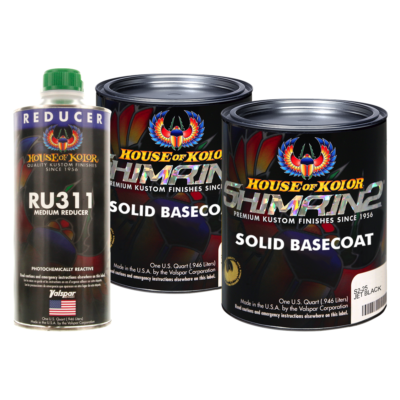 House of Kolor S2-25 Jet Black Solid Basecoat 2 Quart Kit + Medium ...