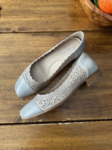 Spring Step Gray Leather Loafers Ballet Flats Size 39 Neutral ...