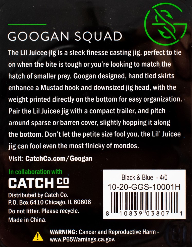 (LOT OF 6) GOOGAN SQUAD LIL JUICEE FINESSE JIG 4/0 1/4OZ BLACK & BLUE CN2158 | eBay