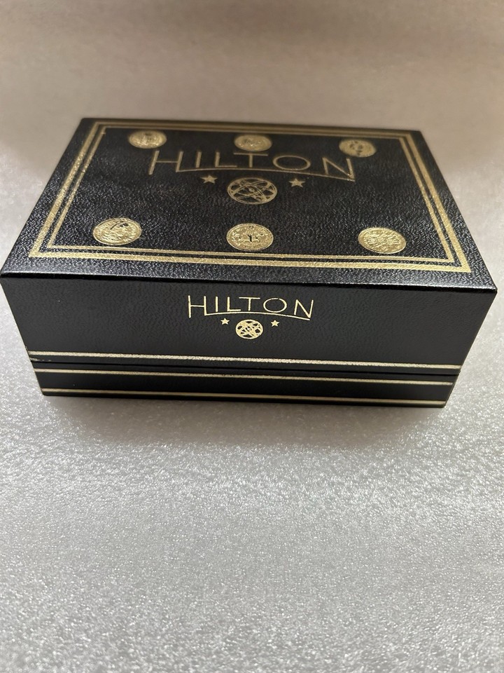 Vintage Black Gold Hilton Watch Presentation Case Box Only | eBay