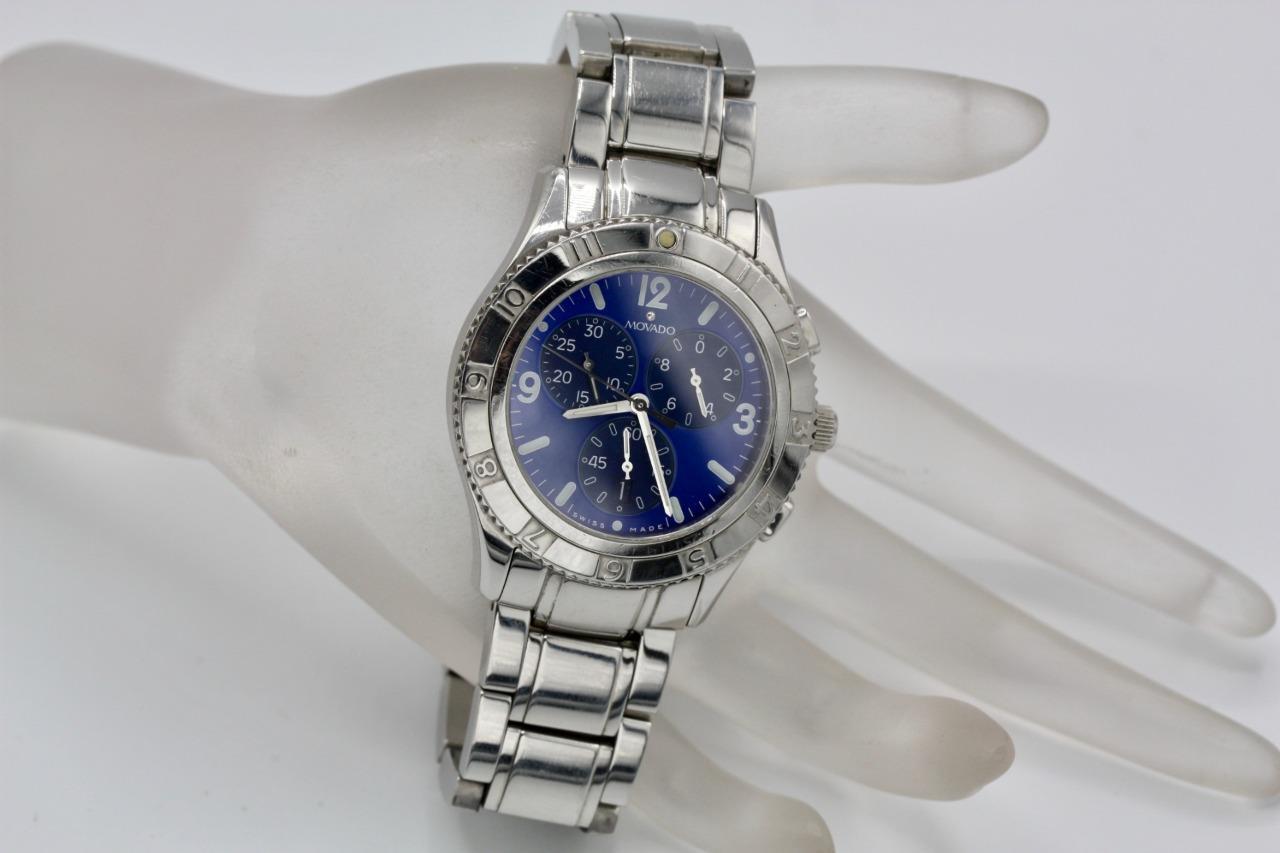 MOVADO Gentry Chronograph Quartz Blue Dial Men's Watch 84 F9 1890 | eBay