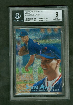 Steve Avery 1997 Flair Showcase Row 0 #113 Red Sox Beckett Graded 9 ...