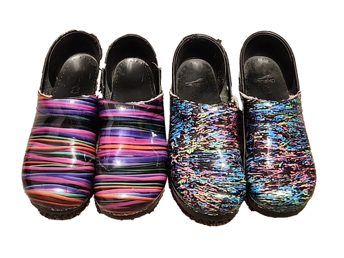 Lot Of 2 Dansko Black Neon Multi Colored Stripes Clogs Women's Size 40 ...