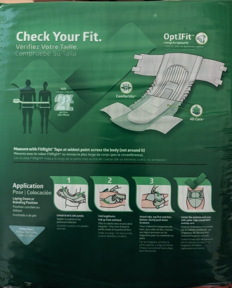 FitRight EXTRA Adult OptiFit Diapers Incontinence Briefs XXL 2XL 80ct ...
