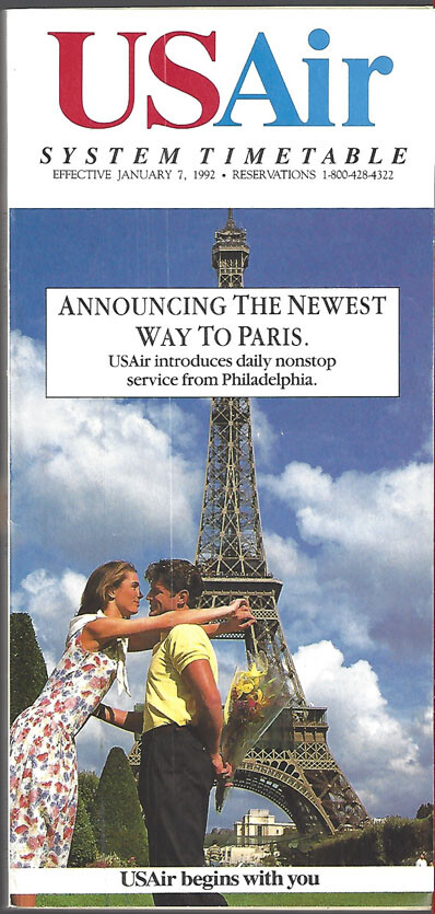 USAir system timetable 1/7/92 [308US] Buy 4+ save 25% | eBay