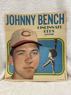 VINTAGE 1970 Topps #11 of 24 Johnny Bench Poster Insert, Cincinnati ...