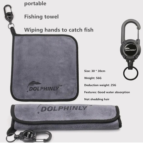 Portable buckle fishing towel with thickened anti slip and hand wiping ...