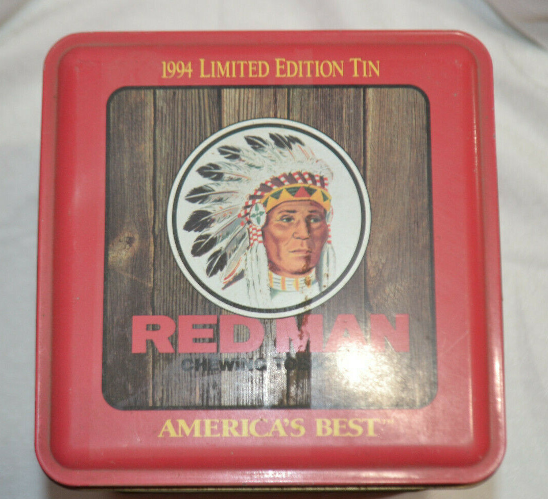 VINTAGE RED MAN TOBACCO TIN MAN CAVE COLLECTOR 1994 BRUCE MLLER | eBay