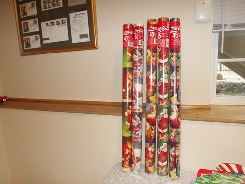 Lot of 5 Rolls Vintage Coca-Cola Christmas Wrapping Paper NEW SEALED | eBay