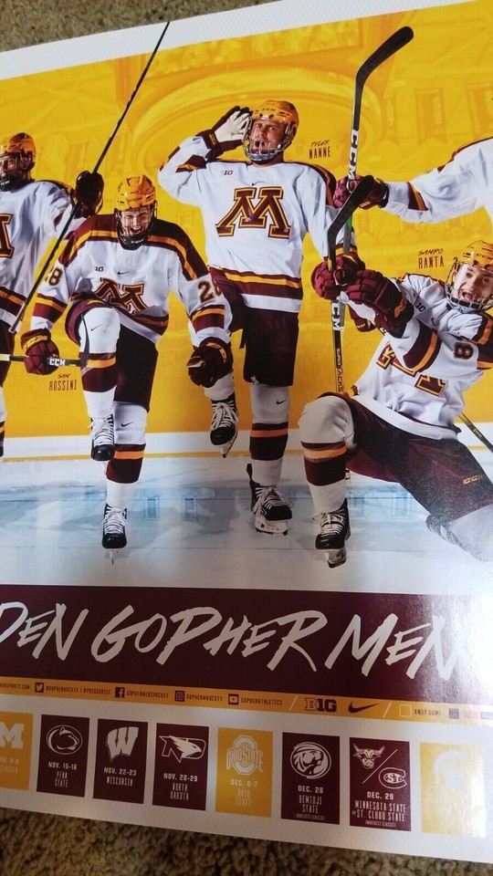 Minnesota Golden Gophers 2019-20 Men's College Hockey Poster/Schedule ...