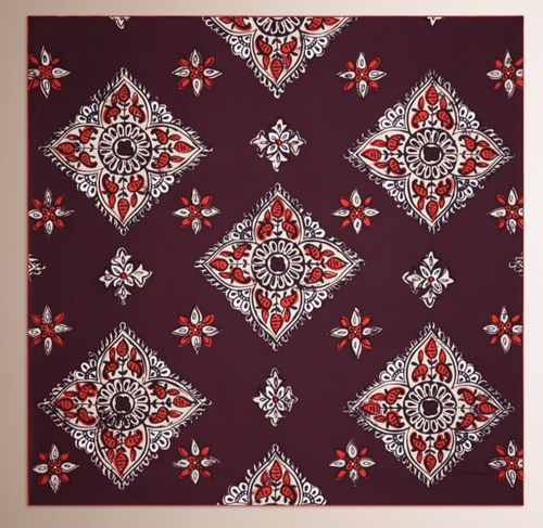 New Unisex Burberry Scarf Lucky Floral Print Burgundy Alhambra Flower ...