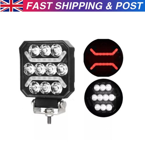 Square LED Work Light Work Lamp With Red Side Position Marker Light 12V ...
