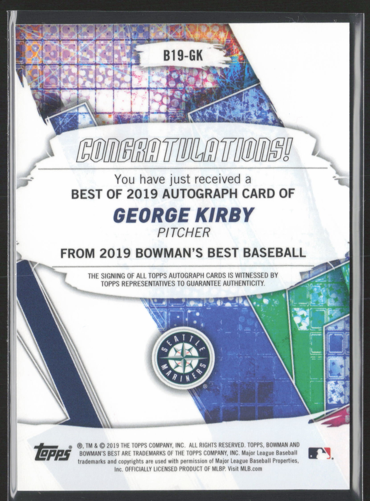 2019 Bowman's Best George Kirby Auto #B19-GK | eBay