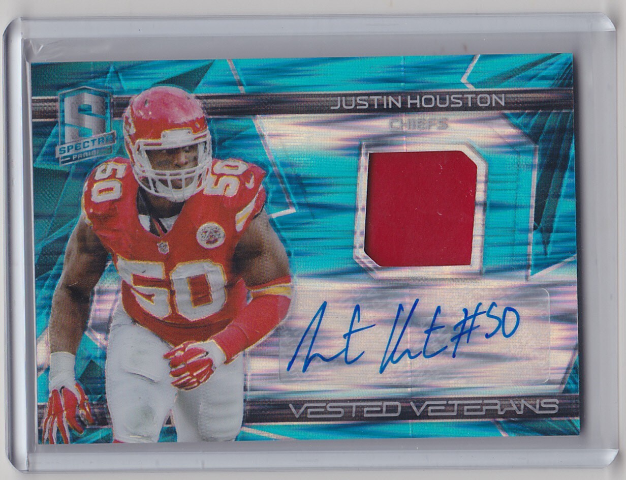 2015 Panini Spectra Football JUSTIN HOUSTON VESTED VETERAN AUTO Card VV ...
